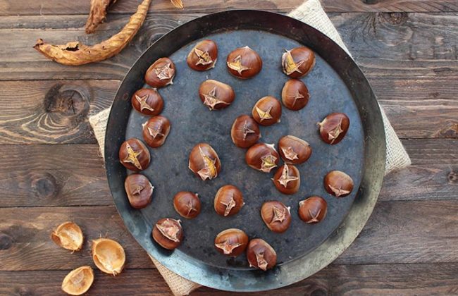 Marrons chauds au four