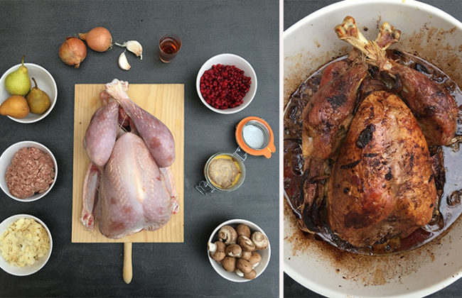 La meilleure recette de dinde farcie aux poires, airelles et amandes